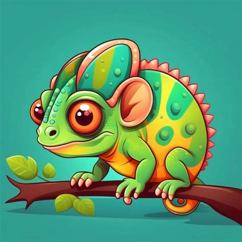 Premium Photo Vector Cute Chameleon