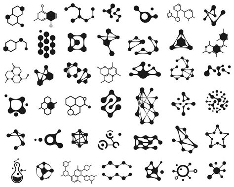 Connected Molecules Icons Molecular Structure Logo Set By Tartila