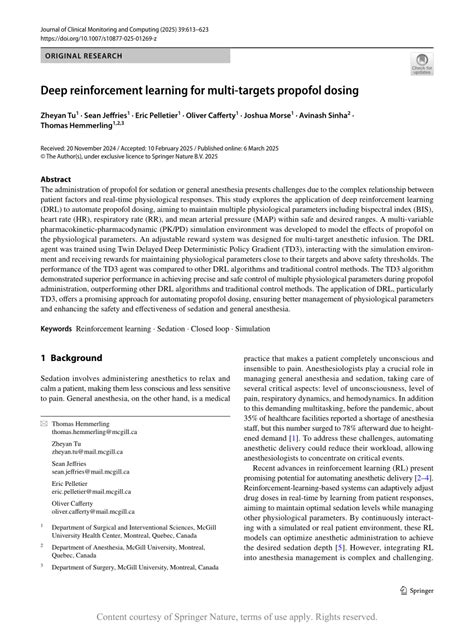 Deep Reinforcement Learning For Multi Targets Propofol Dosing