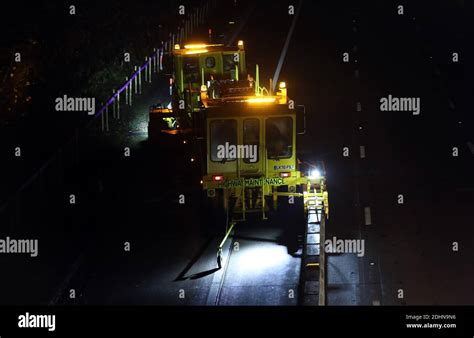 A Moveable Barrier System Is Lifted Into Place On A Section Of The M20 Motorway In Kent Ahead Of