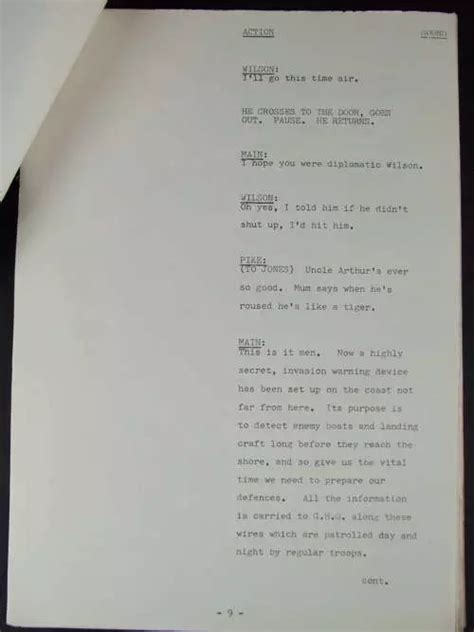 Original Dads Army Script Number Engaged In General Other