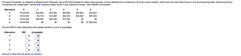 Give The IRR For Each Alternative And Indicate Chegg Com
