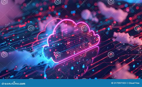 Silhouetted Image Of A Cloud Computing Infrastructure With Adaptive Scaling Stock Illustration