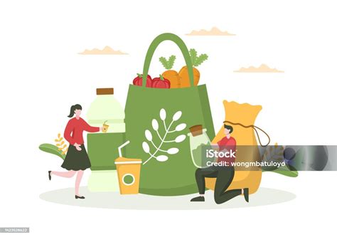 제로 폐기물 템플릿 손으로 그린 만화 플랫 일러스트 레이 션 내구성과 재사용 가능한 항목 또는 제품은 환경 친화적 인