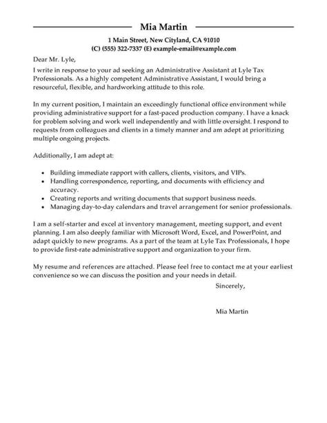 Best Administrative Assistant Cover Letter Examples Livecareer