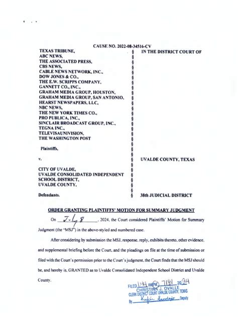 Order Granting Plaintiffs Motion For Summary Judgment Pdf Summary Judgment Common Law