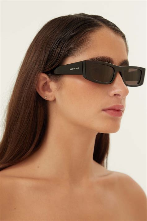 Saint Laurent Rectangular Black Sunglasses