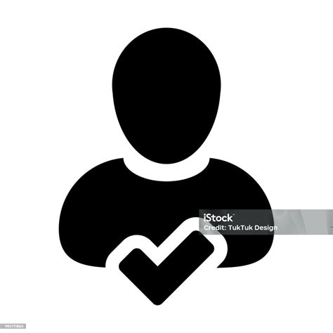 수락 확인 표시 기호 평면 색 문양 그림에 남자 아이콘 벡터 남성 사용자 사람 프로필 아바타 사람들에 대한 스톡 벡터 아트 및