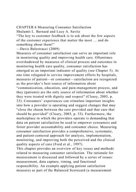 Chapter 6 Measuring Consumer Satisfaction Shulamit L Bernard Andocx