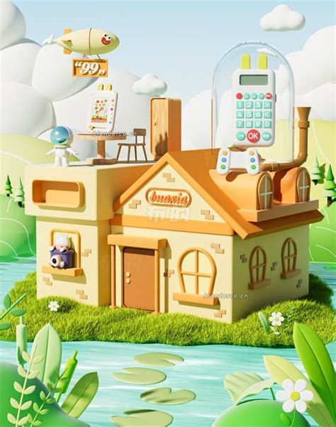 精品blender卡通插画场景103套合集 Blender布的