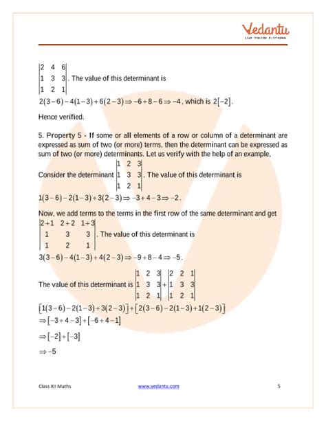 Cbse Class 12 Mathematics Chapter 4 Determinants Revision Notes