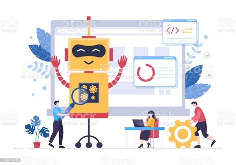 과학적인 맥락에서 설정할 수 있는 프로그래머 데이터 또는 시스템을 통한 인공 지능 디지털 두뇌 기술 및 엔지니어링 개념 벡터
