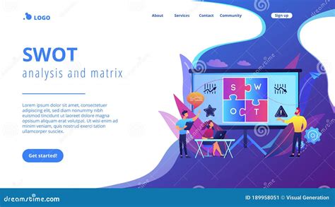 Swot Analysisconcept Landing Page Cartoon Vector 182088247