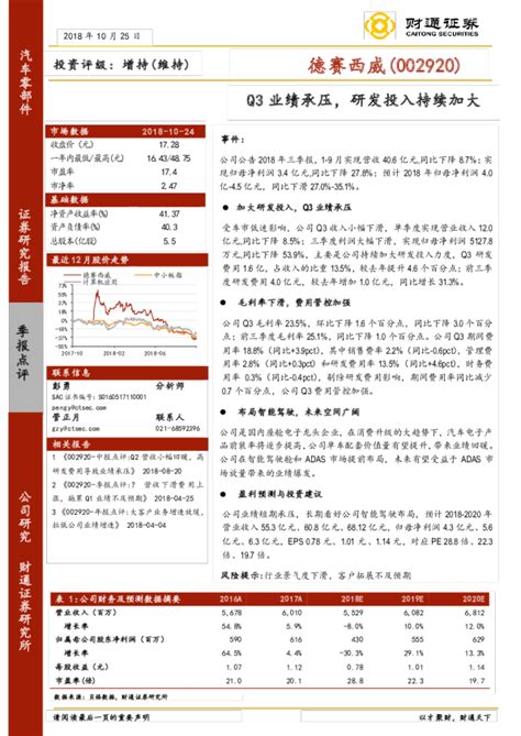 三季度点评：q3业绩承压，研发投入持续加大