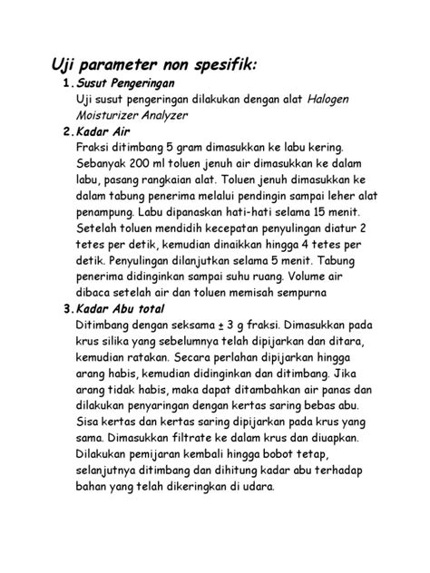 Uji Parameter Non Spesifik Pdf