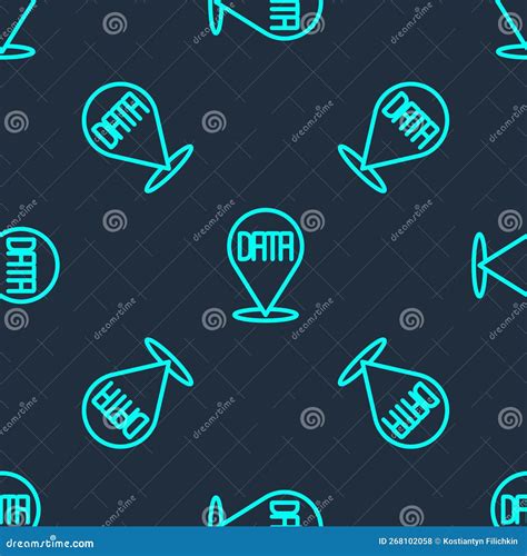Green Line Data Analysis Icon Isolated Seamless Pattern On Blue Background Business Data