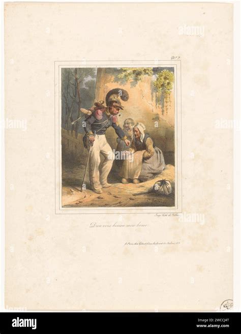 Soldier Gives A Poor Woman Some Money Hippolyte Bellangé 1829 Print