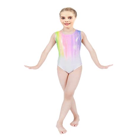 Gymnastics Leotards For Girls One Piece Sparkle Colorful Rainbow