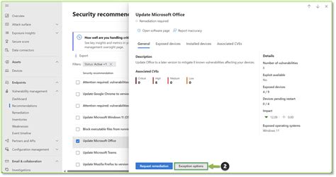 Defender Vulnerability Management Exception Action