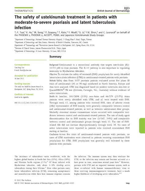 Artículo Original The Safety Of Ustekinumab Treatment In Patients With Moderate To Severe