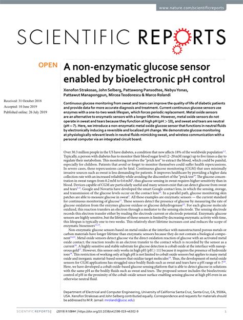 Pdf A Non Enzymatic Glucose Sensor Enabled By Bioelectronic Ph Control