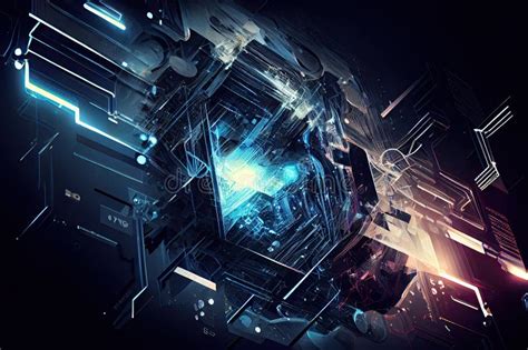 Colourful Abstract Technology Background Generative Ai Illustration Stock Illustration