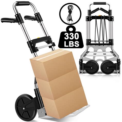 330 Lb Capacity Folding Hand Truck Dolly Cart Portable Aluminum Dolly Cart With Telescoping