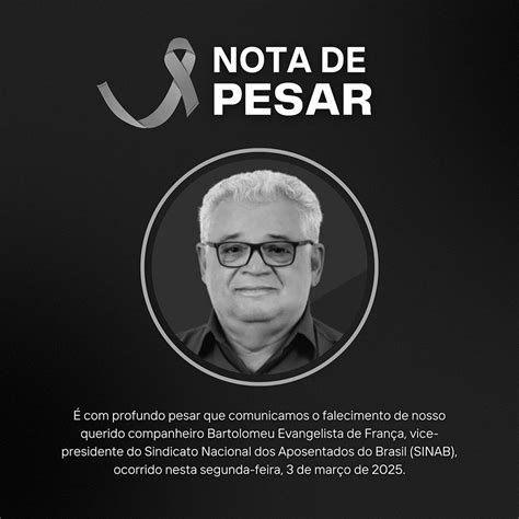 Nota De Falecimento Bartolomeu Evangelista De França Sinab