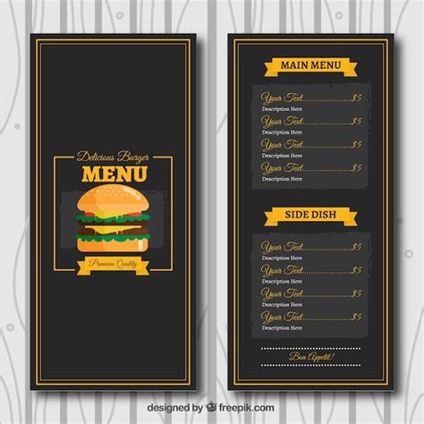 Free Vector Dark Template Of Burger Menu In Flat Design