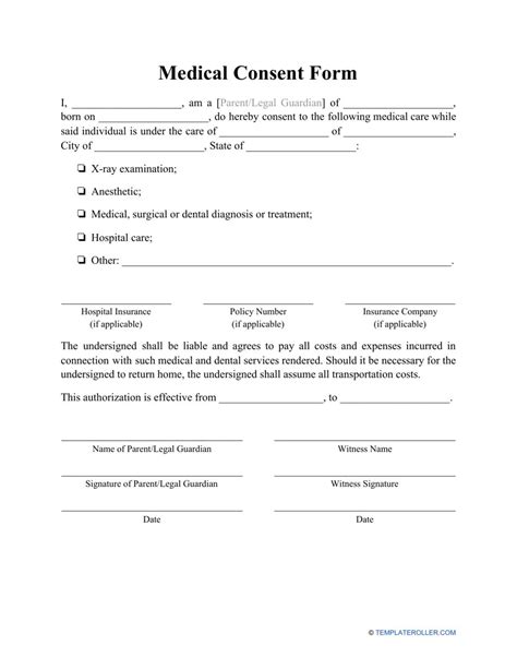 Medical Consent Form Template Employee Onboarding Template