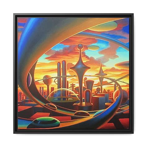 Wall Art City Of The Retro Future Matte Canvas Framed Home Decor