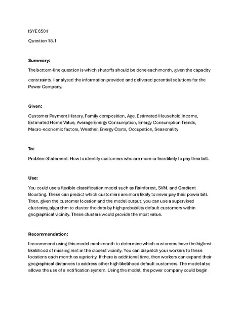 Hw 12 Hw 12 Case Project Isye 6501 Question 18 Summary The Bottom Line Question Is Which