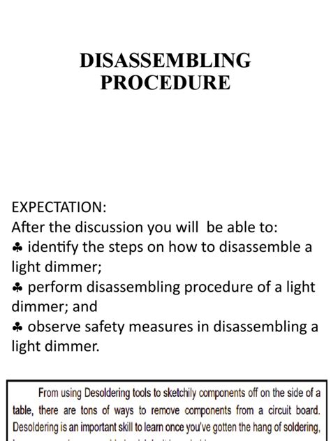 Disassembling Procedure Pdf