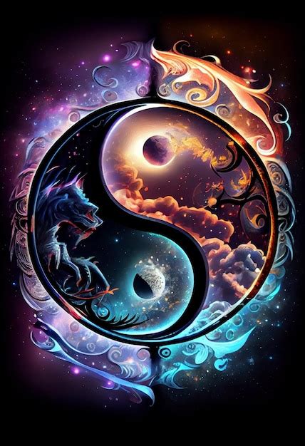 A Poster With A Dragon And A Yin Yang Symbol Premium Ai Generated Image