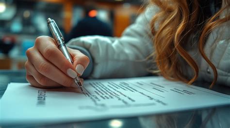 Woman Signing A Document Premium AI Generated Image