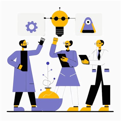 Premium Vector Scientists In Lab Coats Collaborate To Create Artificial Intelligence
