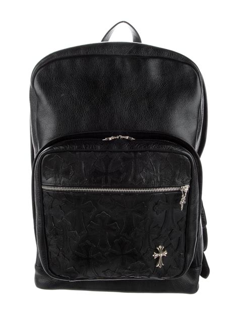 Chrome Hearts Leather Cross Patchwork Backpack Black Backpacks Bags