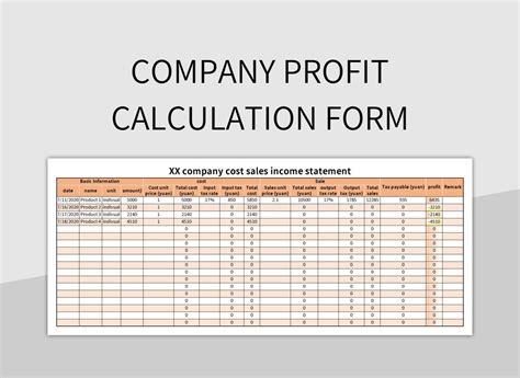 Free Profit Calculation Templates For Google Sheets And Microsoft Excel Slidesdocs