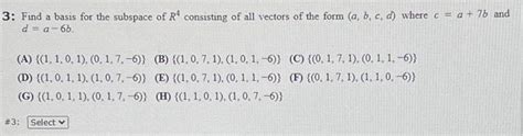 solved find a basis for the subspace of r4 consisting of all