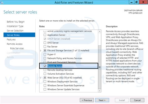how to install vpn with rras remote routing access