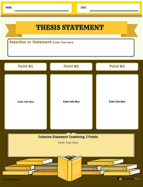 Thesis Statement Worksheet Featuring A Book Theme
