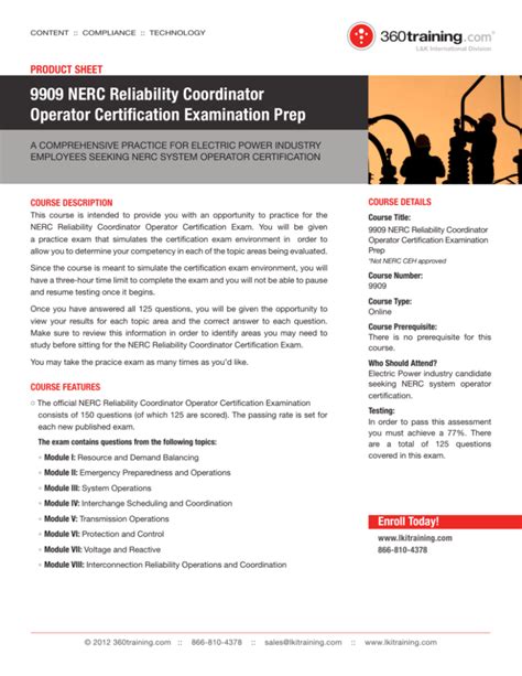 Nerc Reliability Coordinator Exam Prep 360training