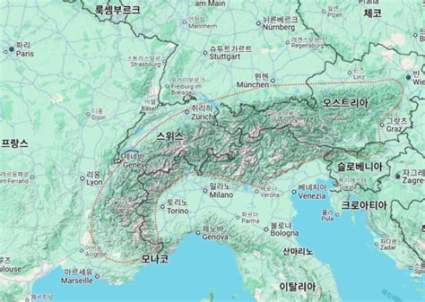 알프스 산맥 지도 위치와 여행 명소