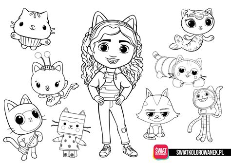 Gabbys Dollhouse Coloring Pages Koci Domek Gabi Kolorowanka