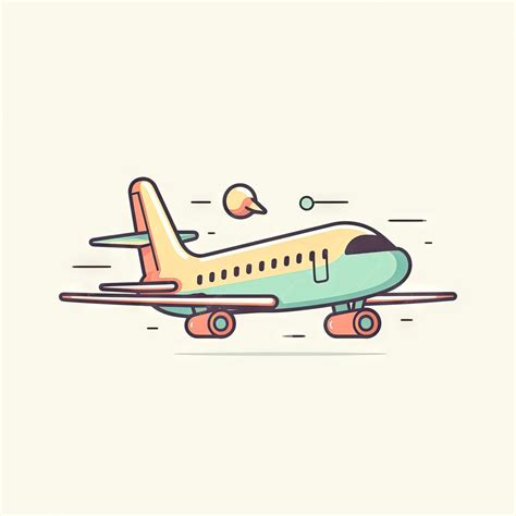 Avión De Dibujos Animados Minimalista Sobre Fondo Blanco Foto Premium