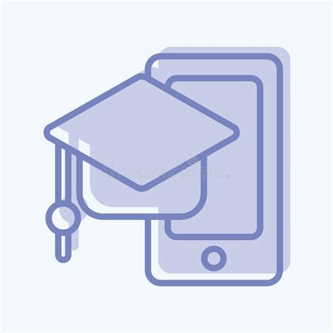 Icon Mobile Learning Related To Education Symbol Two Tone Style Simple Design Editable Stock