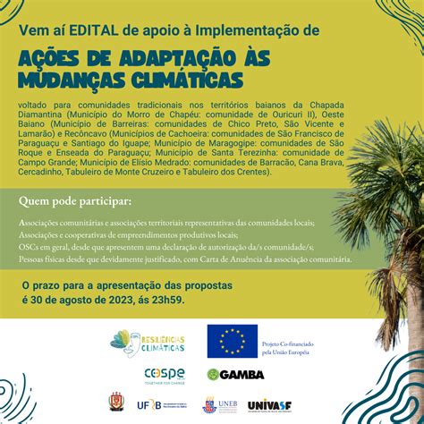 Resiliências Climáticas Lança Edital De Apoio A Implementação De Ações