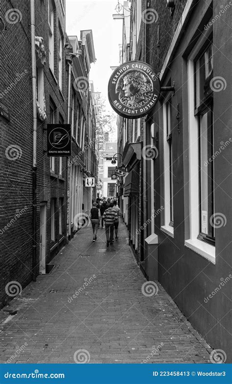 Amsterdam Netherlands June 06 2021 Red Light District Sex Shop Caligula Facade Editorial