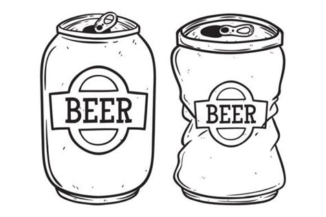 Set Of Beer Can With Doodle Style In 2025 Beer Can Beer Beer Doodle