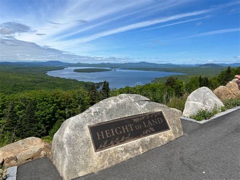 aerial view of the lake on a rural green field in the height of land in maine stock image